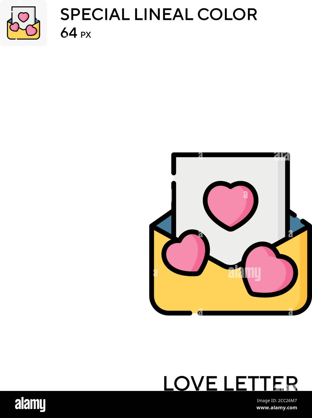 Liebesbrief Spezielle lineare Farbe Vektor-Symbol. Love Brief Icons für ...