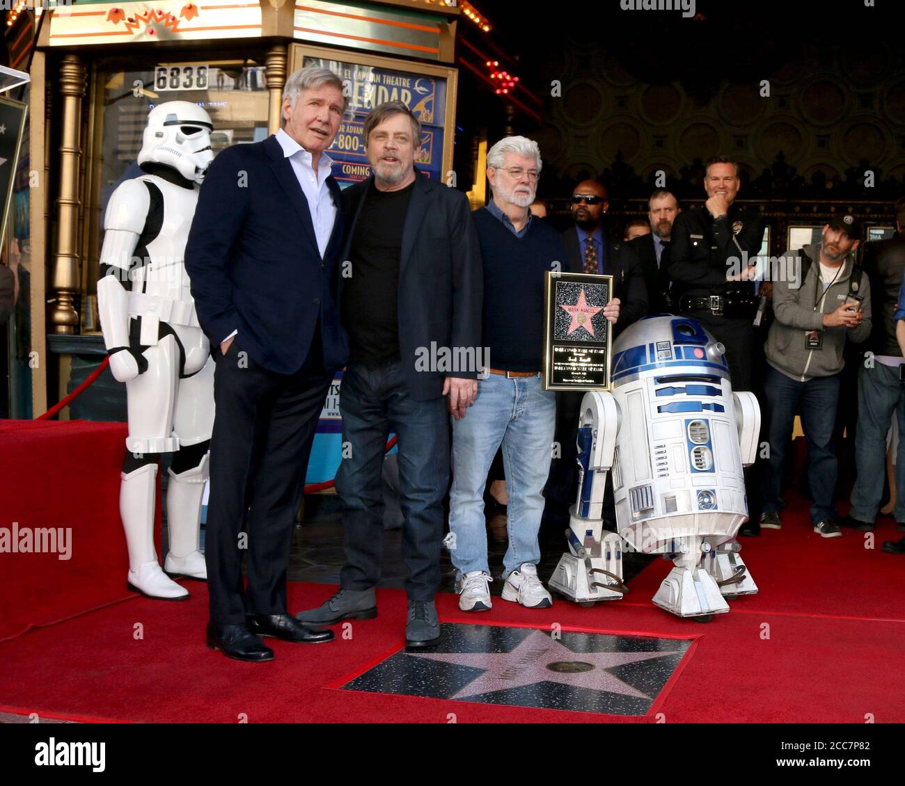 LOS ANGELES - 8. MÄRZ: Harrison Ford, Mark Hamill, George Lucas bei der ...