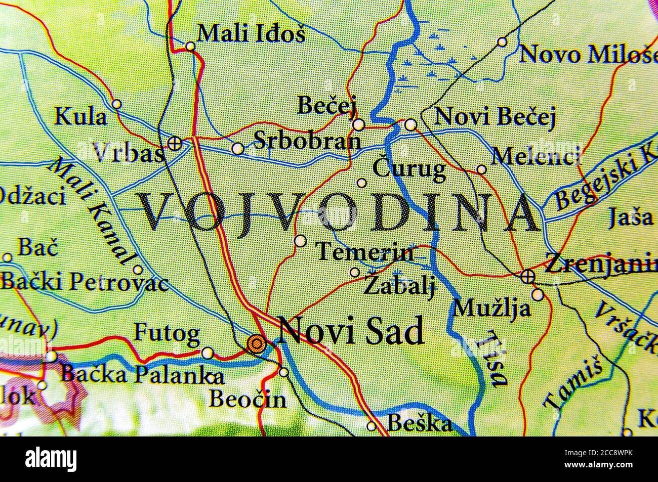 Geographische Karte des europäischen Landes Serbien und Vojvodina ...