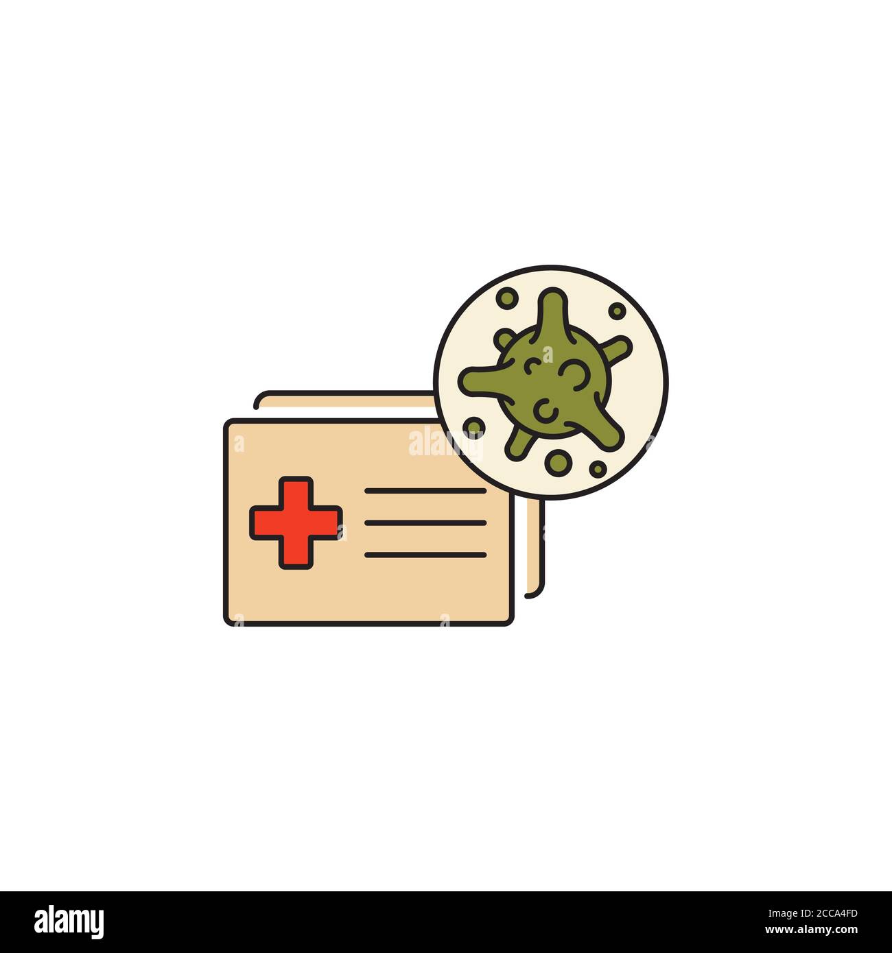 Virus, Bakterien und medizinische Form, Dokument, Zertifikat Farblinie ...