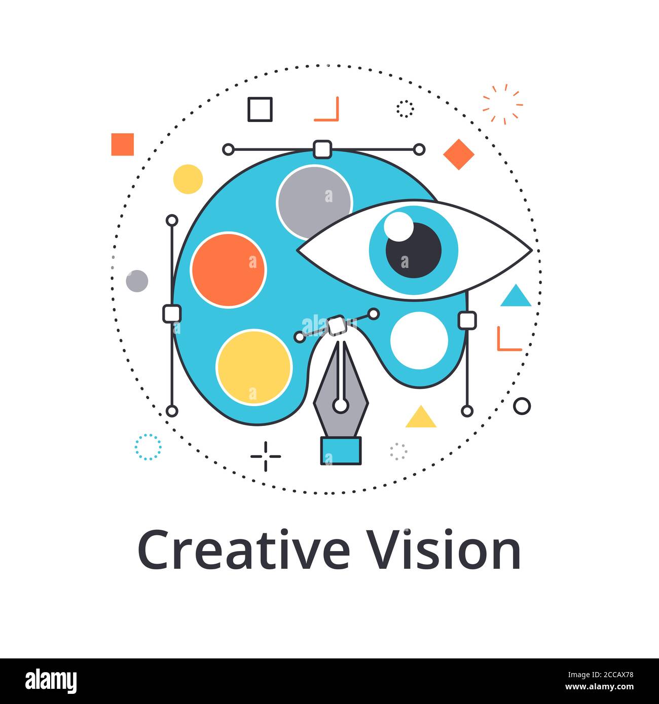 Konzept der kreativen Vision im Flat Line Design. Symbol im Trendstil ...