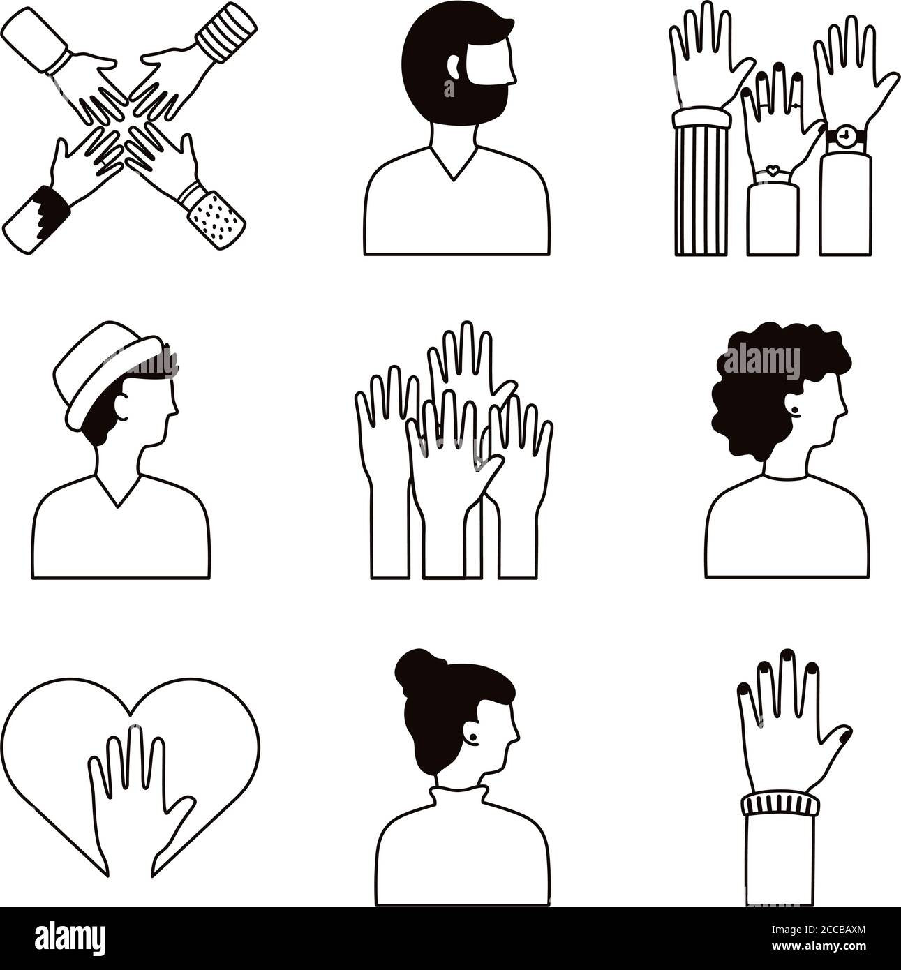 Bündel von Vielfalt Menschen setzen Symbole Vektor Illustration Design ...