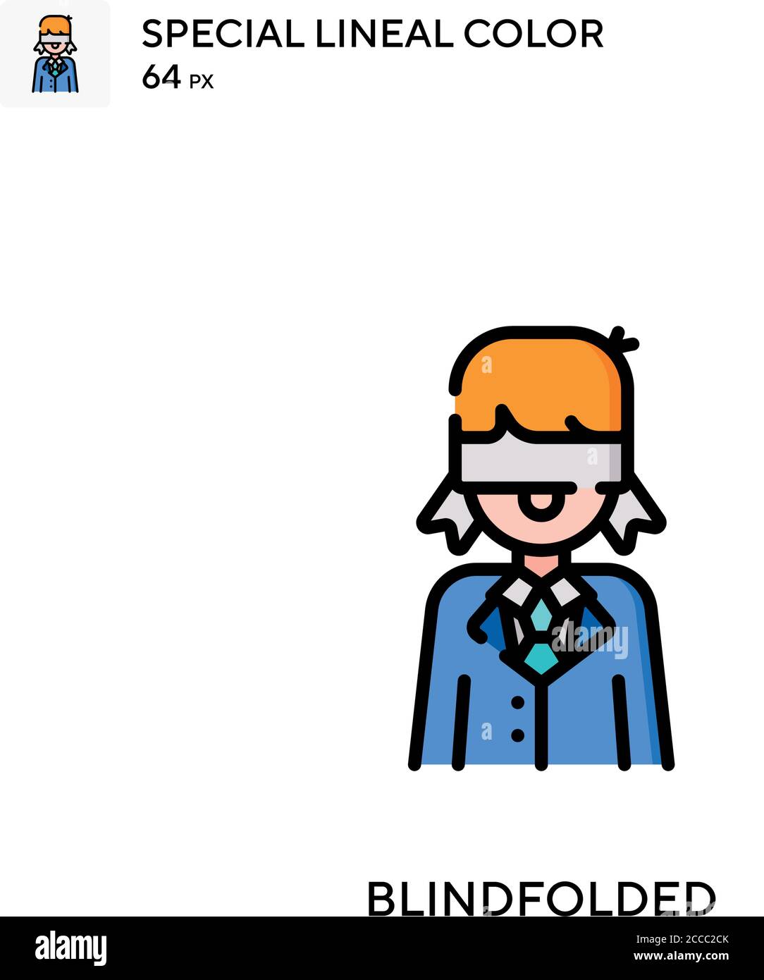 Mit verbundenen Augen spezielles lineales Farbsymbol. Illustration ...