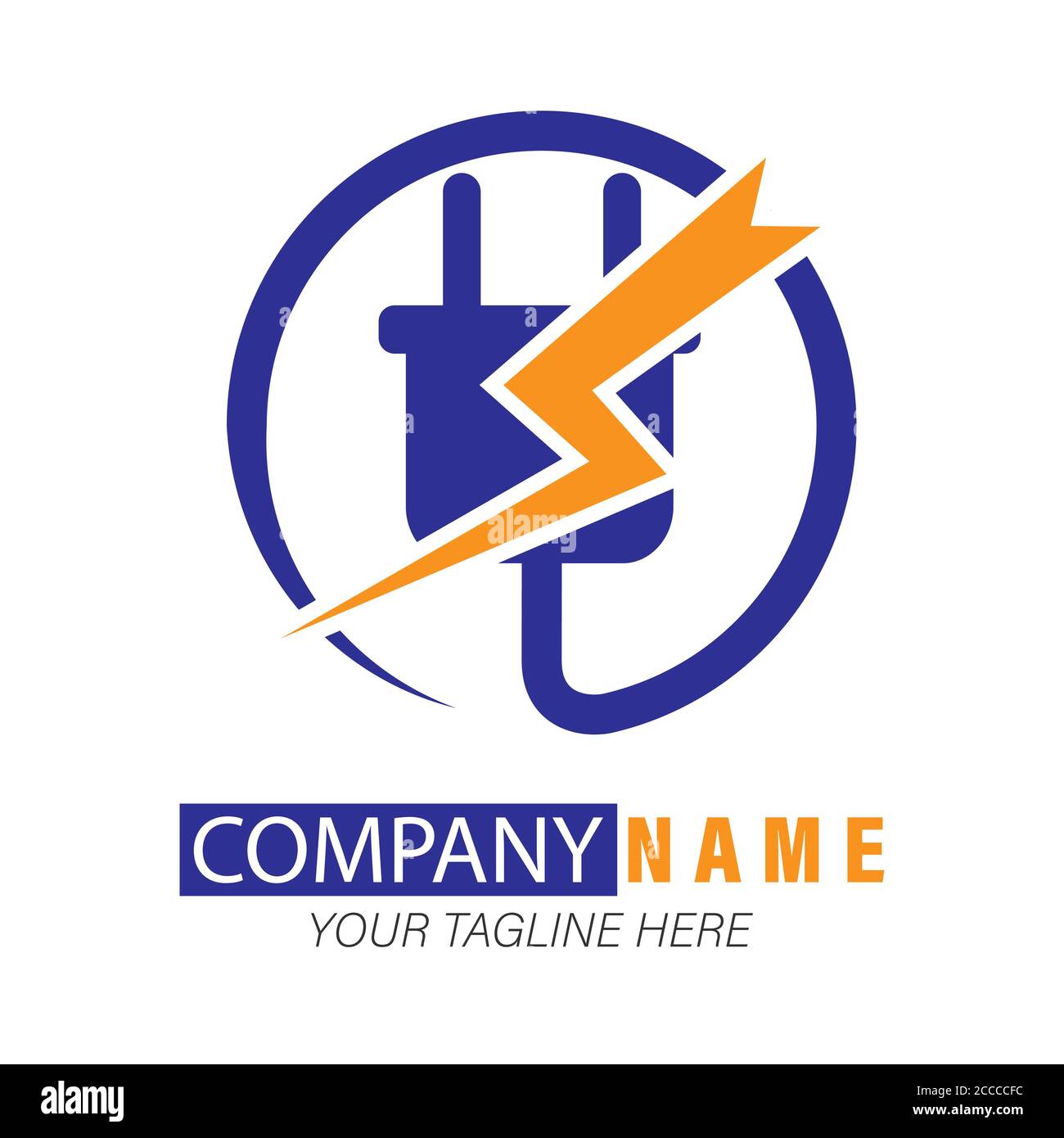 Elektrisches Logo. Elektrischer Stecker mit Reißverschluss ...