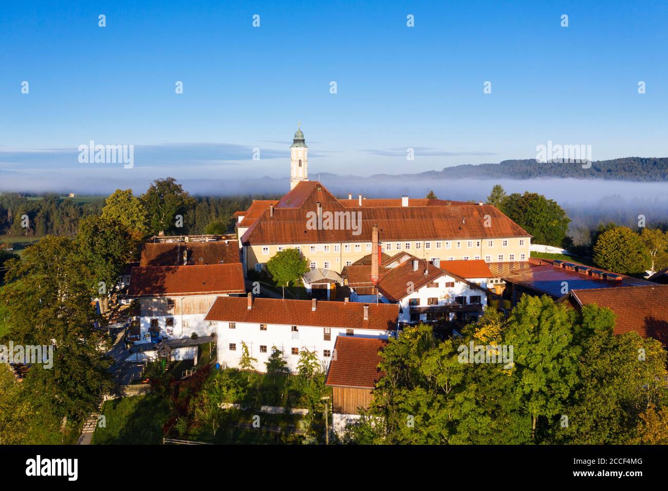 Kloster Reutberg, Sachsenkam, Tölzer Land, Luftaufnahme, Voralpenland ...