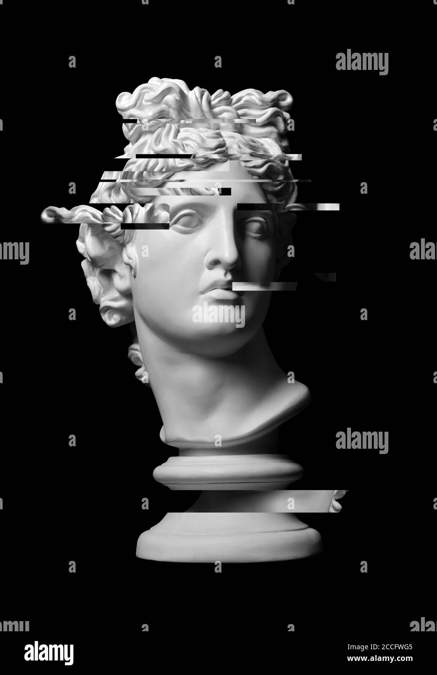 Statue. Gipsstatue aus weißer Sonnenbrille. David Apollo. Skulptur ...