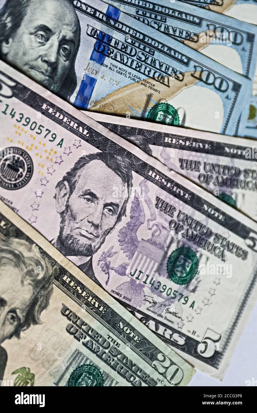 Geld amerikanische Dollar-Scheine, Stapel von Dollar-Scheine close-up ...