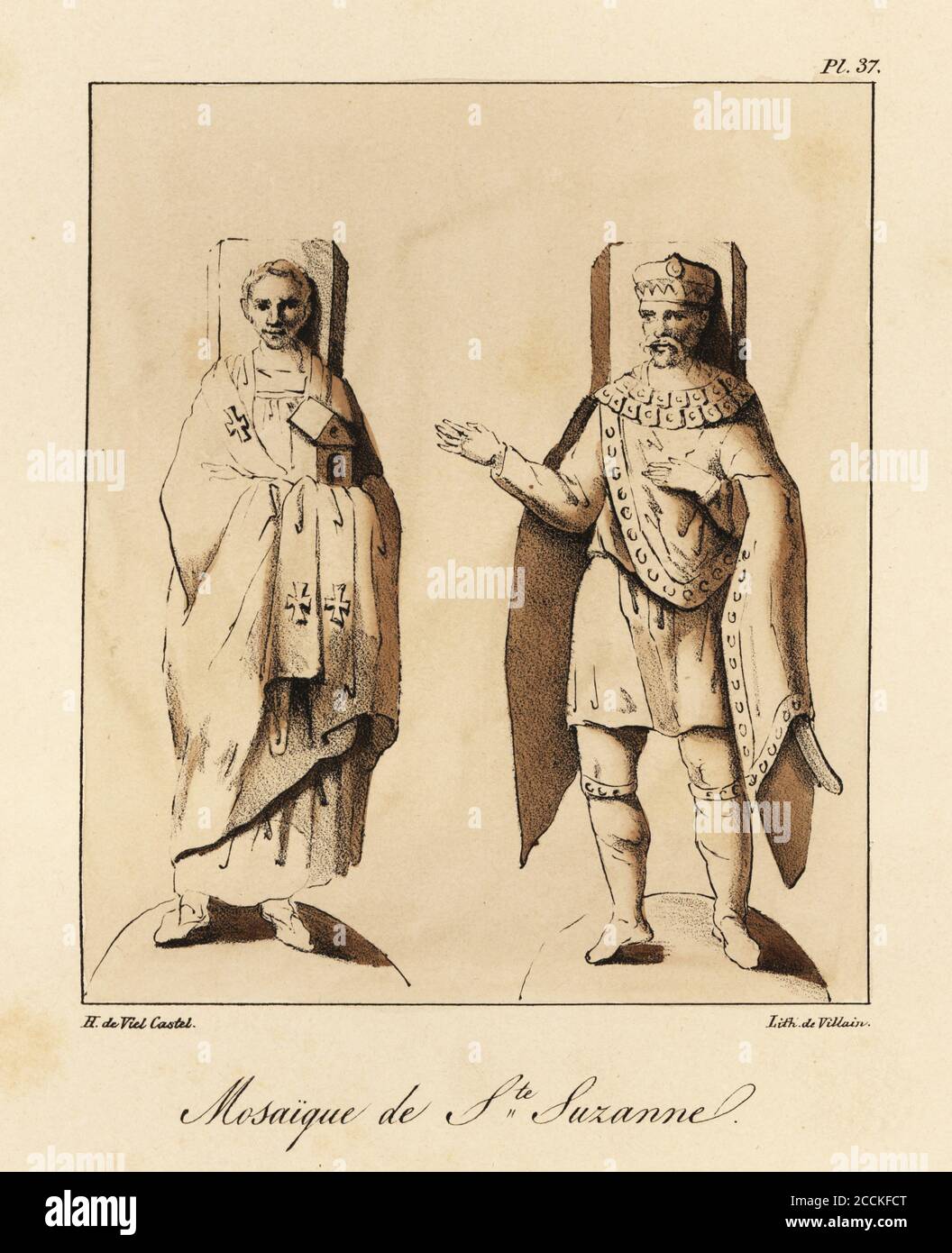 Papst Leo III. Und Kaiser Karl der große aus einem Mosaik aus dem 8 ...