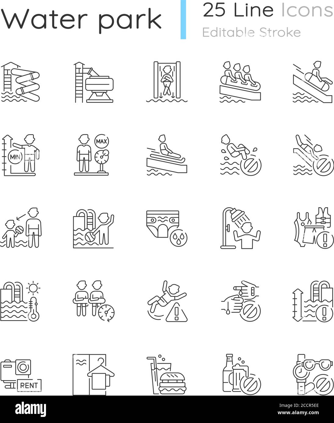 Lineare Symbole für den Wasserpark sind eingestellt Stock-Vektorgrafik ... Lineare Symbole für den Wasserpark sind eingestellt Stock-Vektorgrafik ...