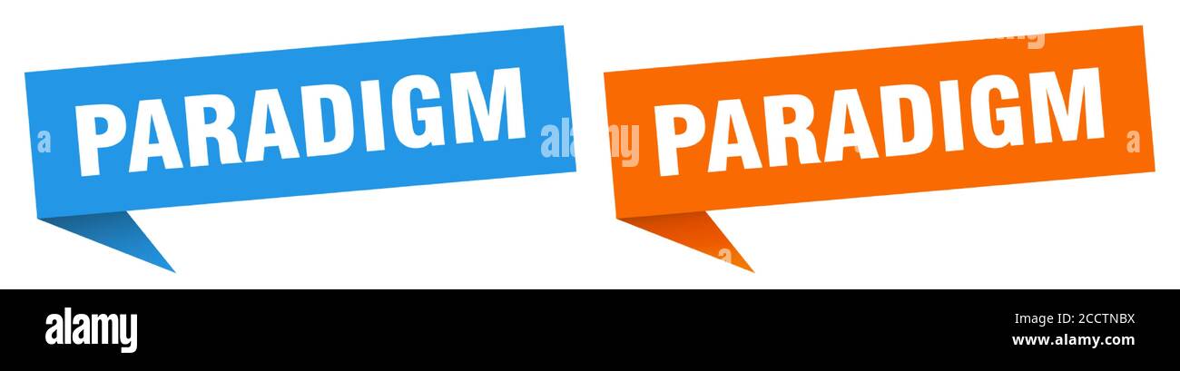 Paradigma Banner Zeichen. Paradigma Sprache Blase Label-Set Stock ...