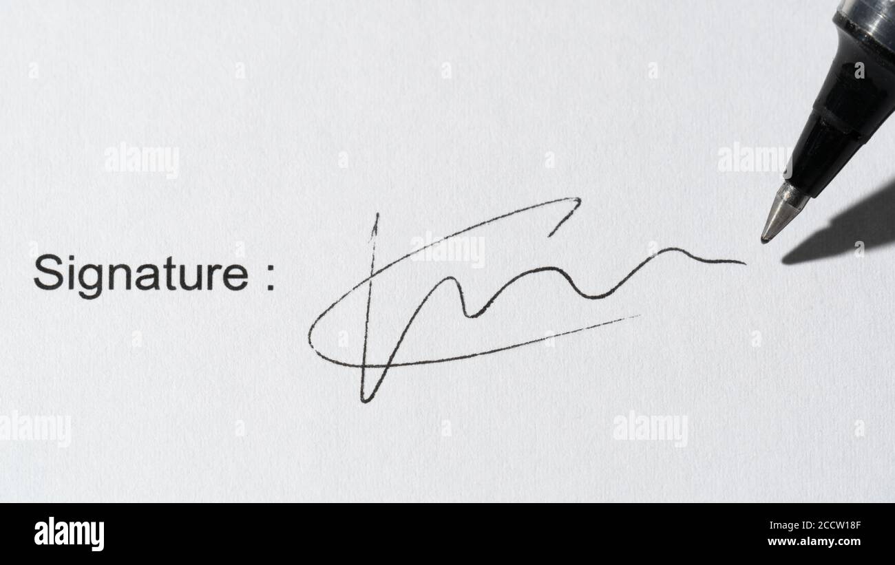 Handwriting hand document signature -Fotos und -Bildmaterial in hoher ...