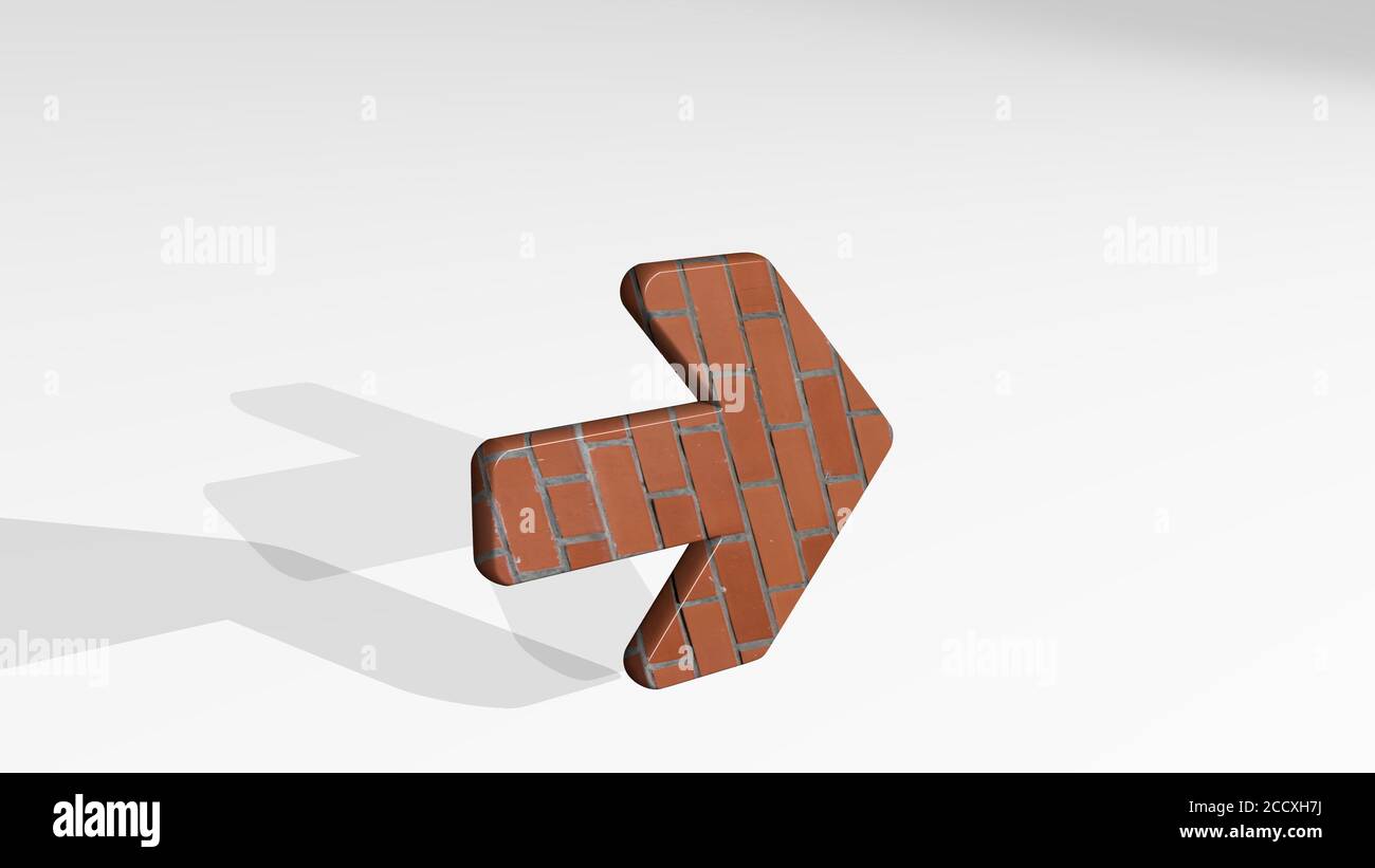 PFEIL DICKE RECHTS 3D-Symbol auf dem Boden stehen, 3D-Illustration ...