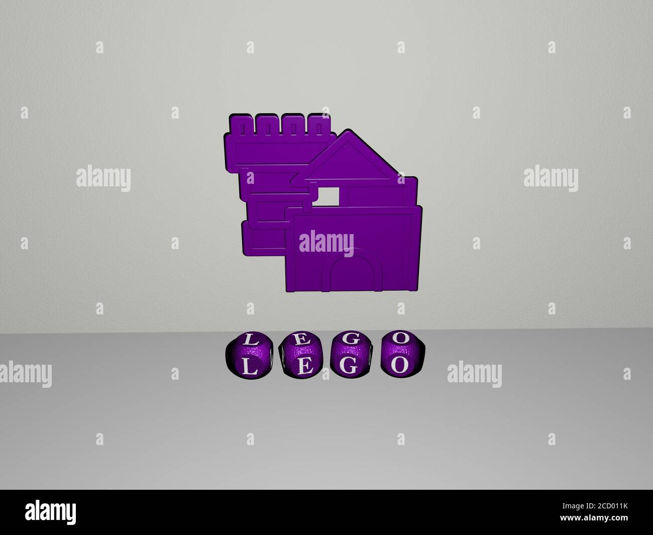 lego 3D-Symbol an der Wand und Text von kubischen Alphabeten auf dem ...