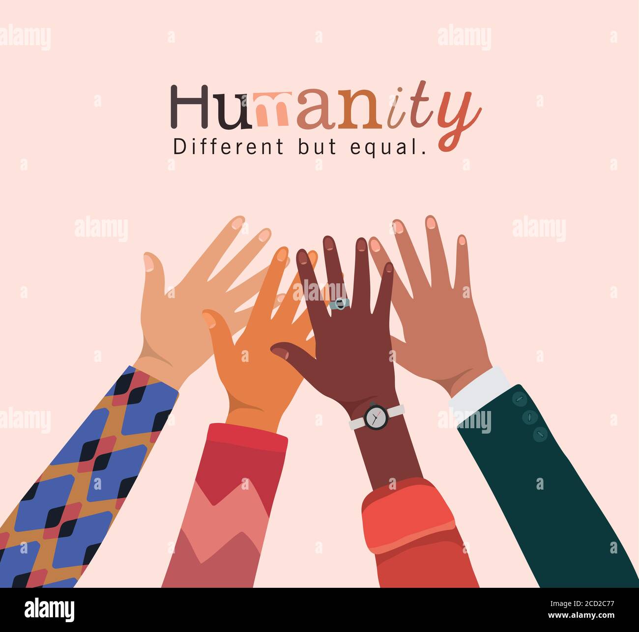 Menschlichkeit unterschiedlich, aber gleich und Vielfalt Hände berühren ...