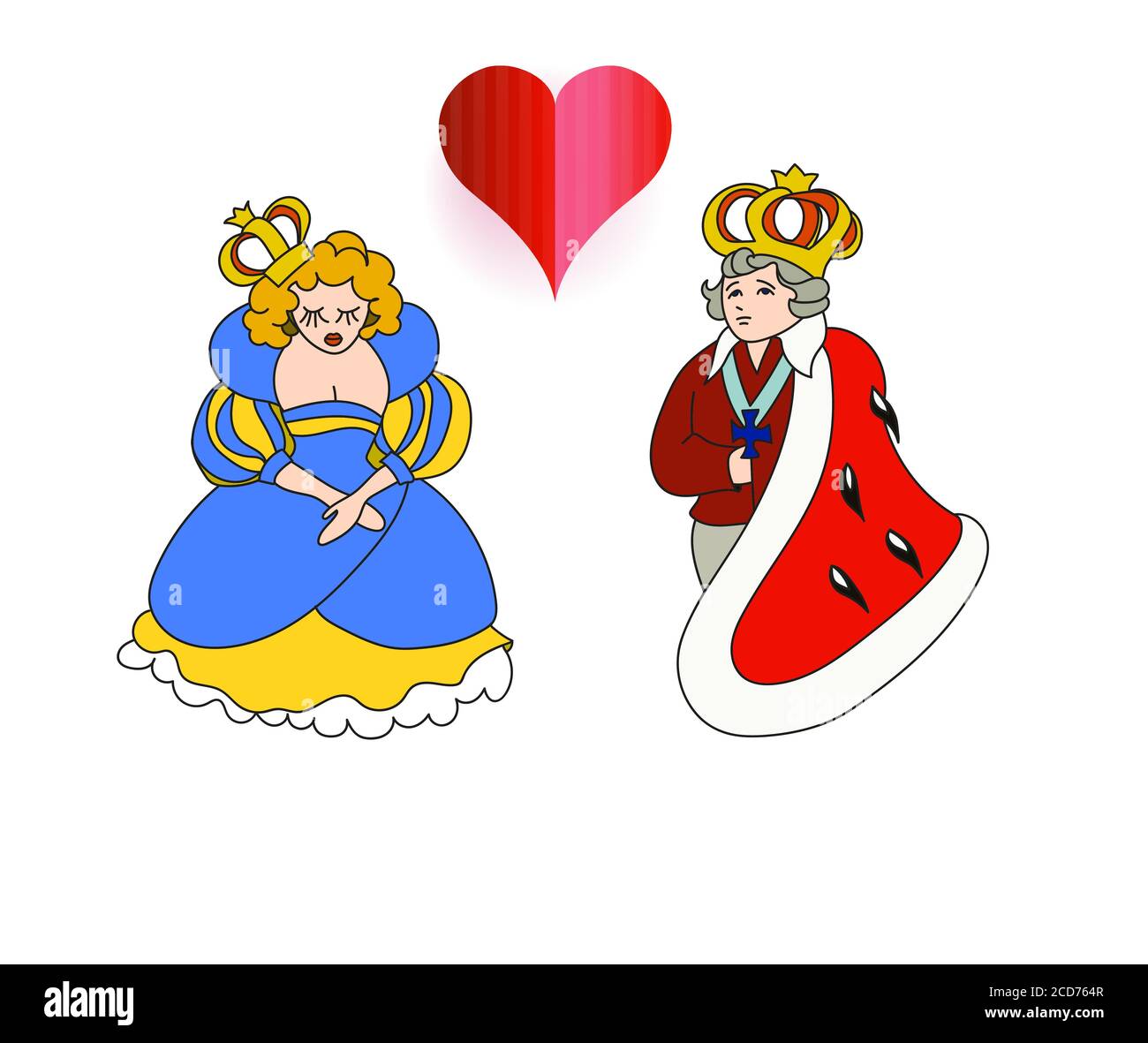 Königin und König im Cartoon-Stil, königliche Familie Kaiserin und ...