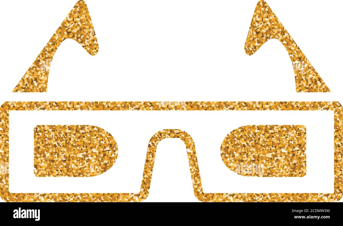 3D Brille Symbol in Gold Glitter Textur. Glitzern Luxus Stil Vektor ...