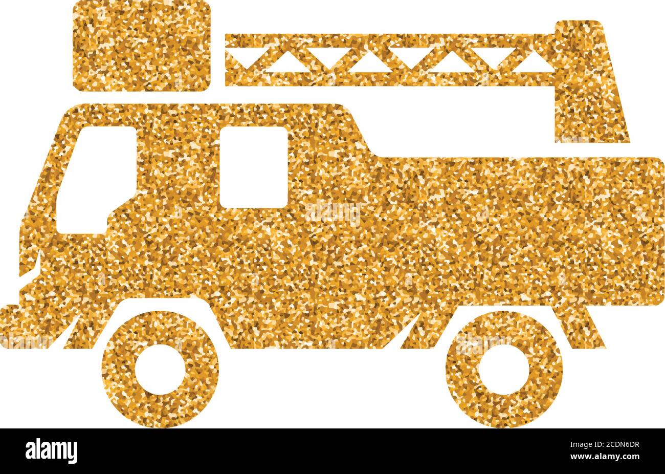Feuerwehrmann Auto LKW-Symbol in Gold Glitter Textur. Glitzern Luxus Stil Vektor Illustration ...