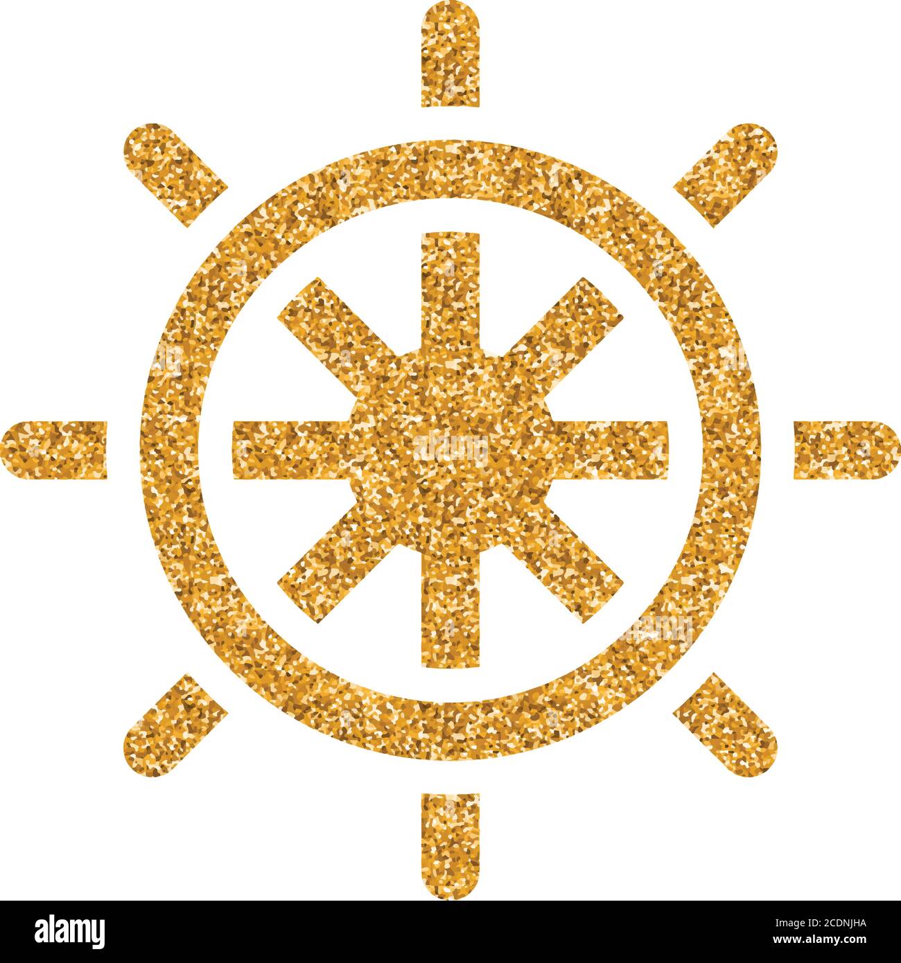 Schiffs-Lenkrad-Symbol in Gold Glitter Textur. Glitzern Luxus Stil Vektor Illustration Stock ...
