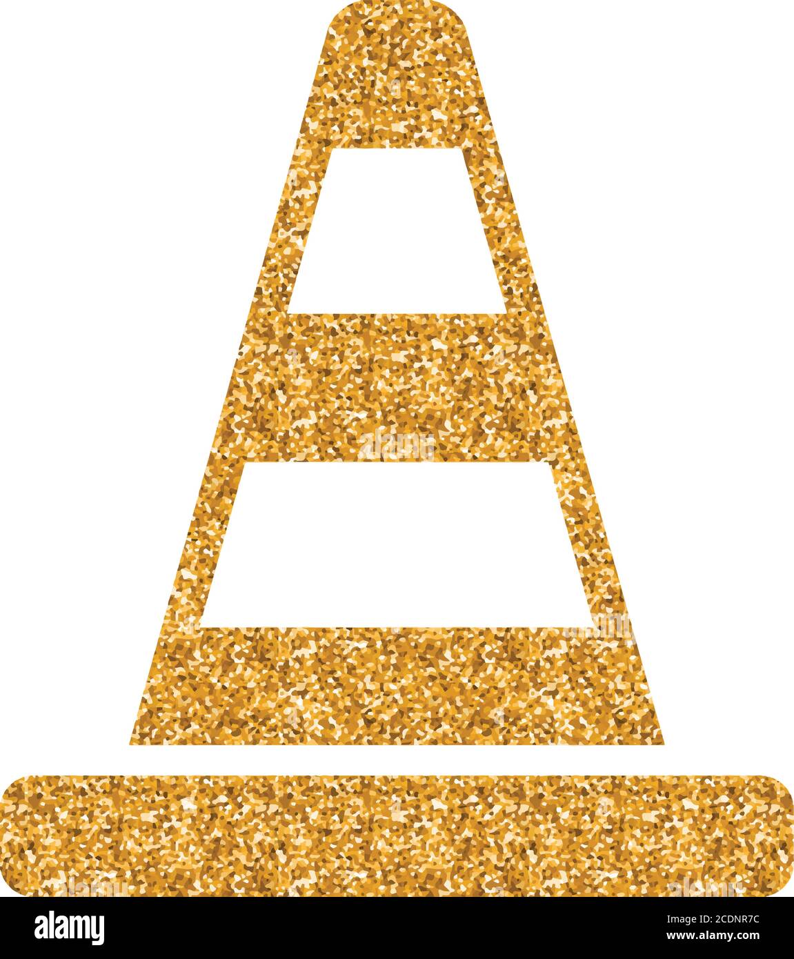 Straßenschild Kegel Symbol in Gold Glitter Textur. Glitzern Luxus Stil Vektor Illustration Stock ...