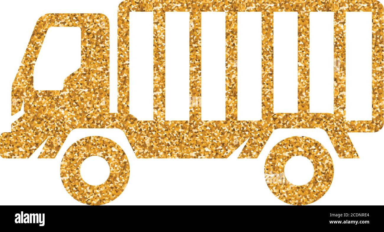 Feuerwehrmann Auto LKW-Symbol in Gold Glitter Textur. Glitzern Luxus Stil Vektor Illustration ...