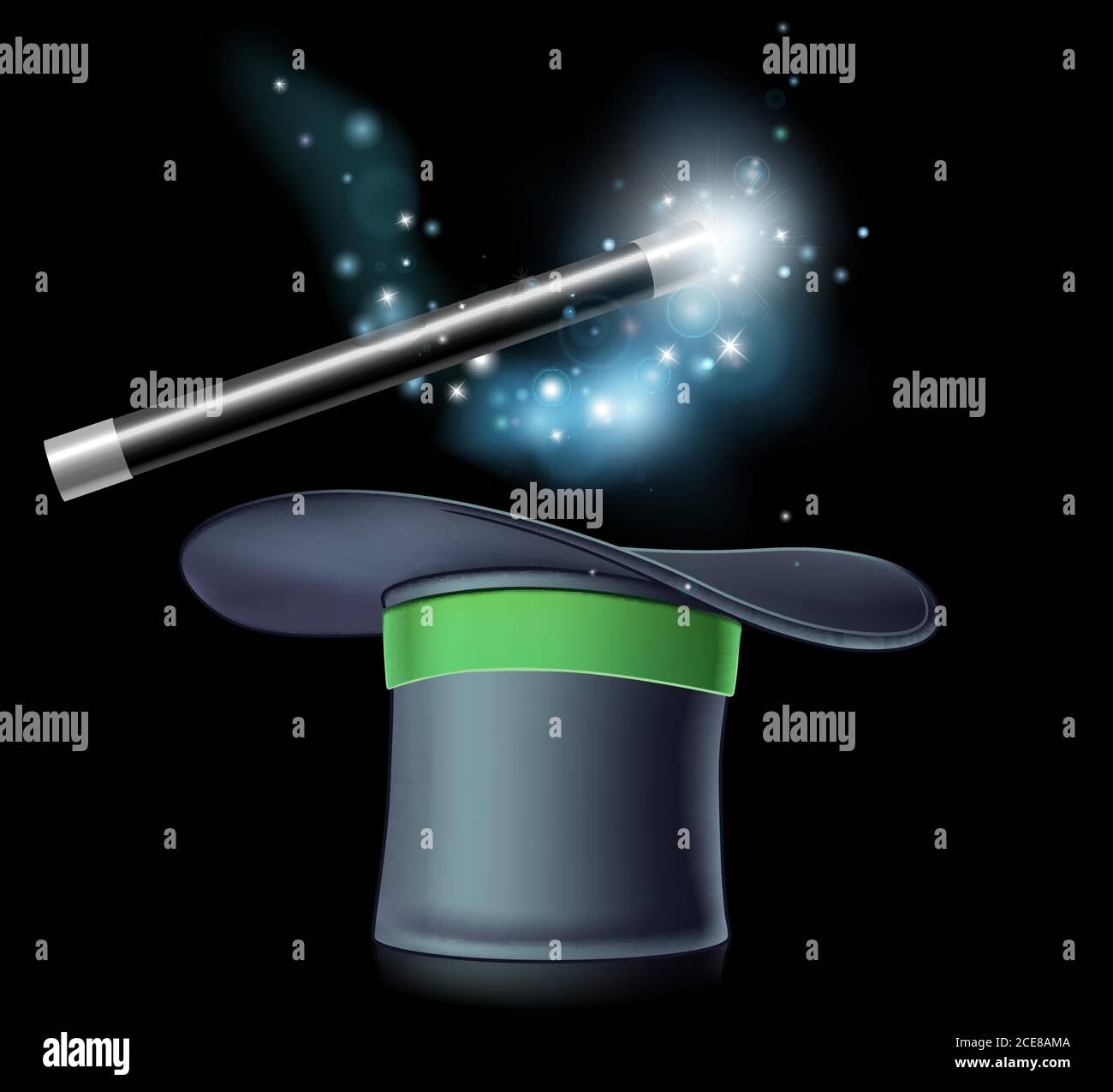 Magicians magic wand hat illustration Stock-Vektorgrafiken kaufen - Alamy