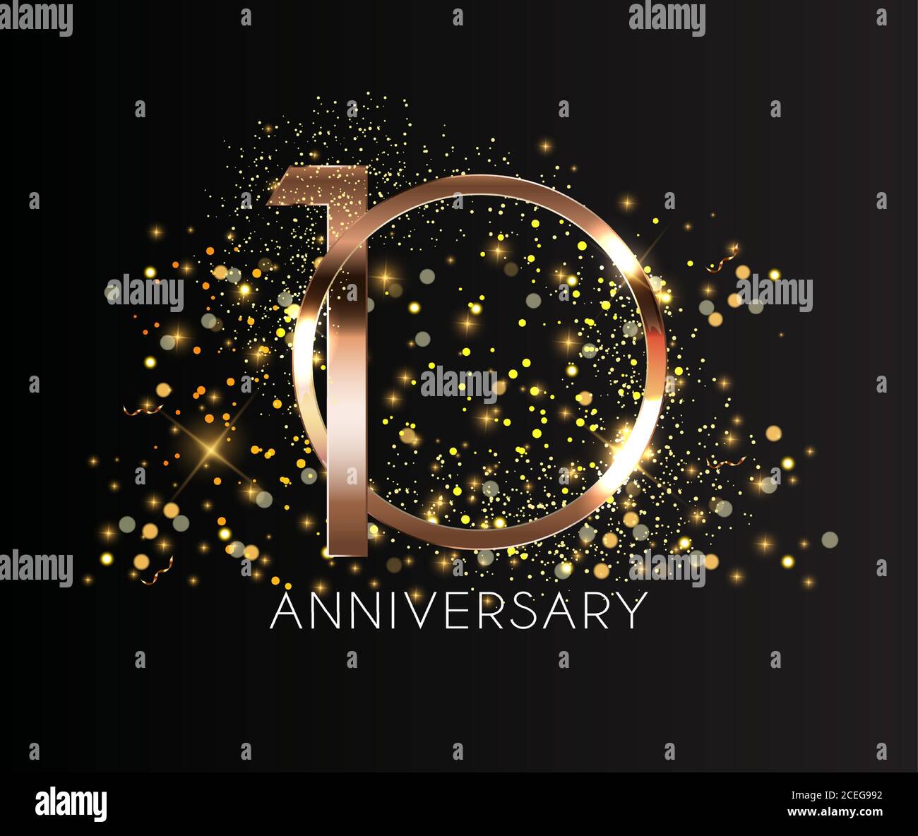 10 Jahre Jubiläum Goldene Vorlage Vektor Illustration Stock ...