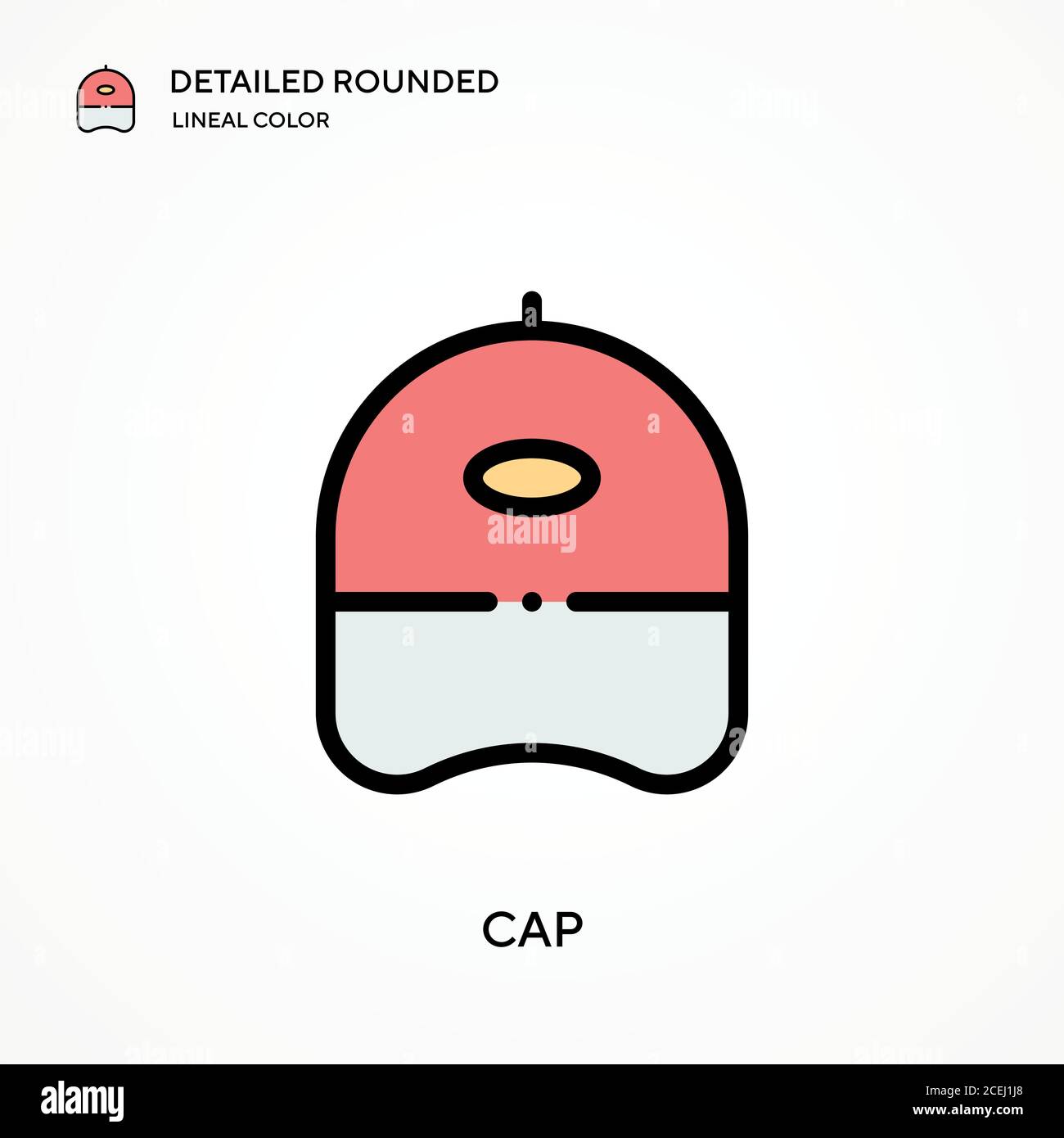 Cap detailliertes gerundetes lineales Farbvektorsymbol. Illustration ...