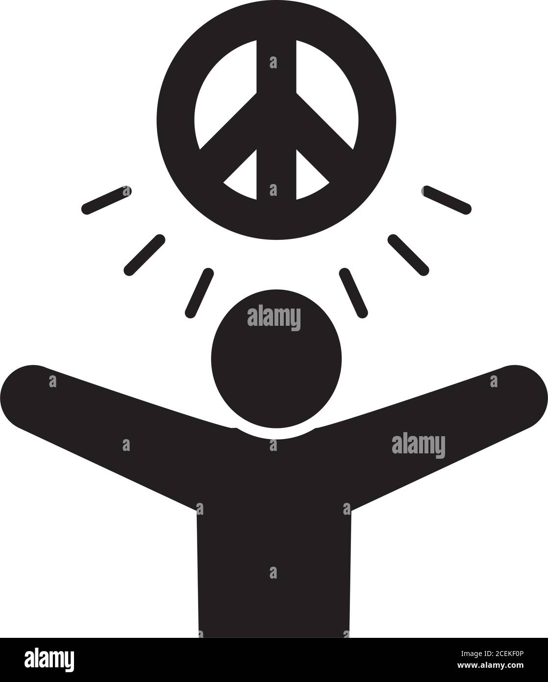 Piktogramm Mann mit Frieden Symbol Symbol auf weißem Hintergrund ...