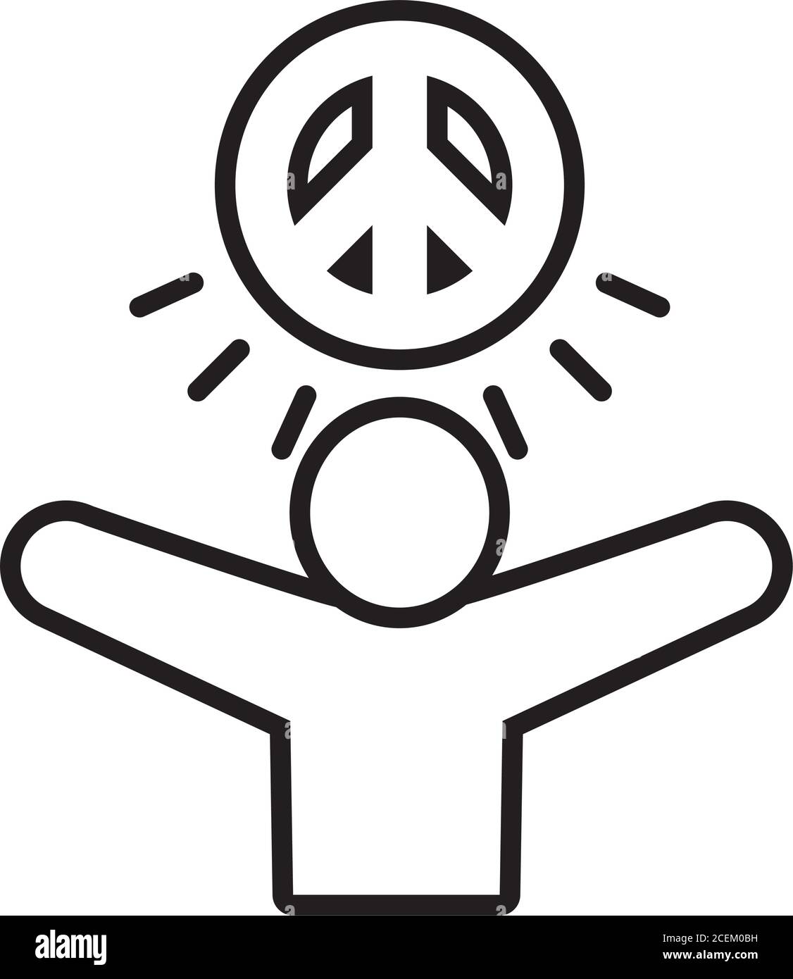 Piktogramm Mann mit Frieden Symbol Symbol auf weißem Hintergrund ...