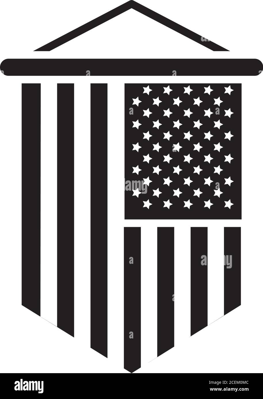 pennant mit usa-Flagge-Design auf weißem Hintergrund, Silhouette Stil ...