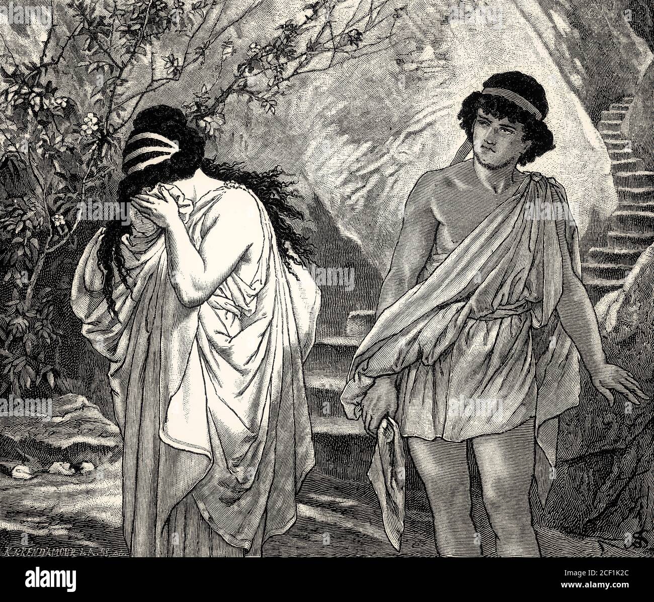 II. AKT, II. SZENE, Iphigenie, Pylades, Szene aus Iphigenie in Tauris ...