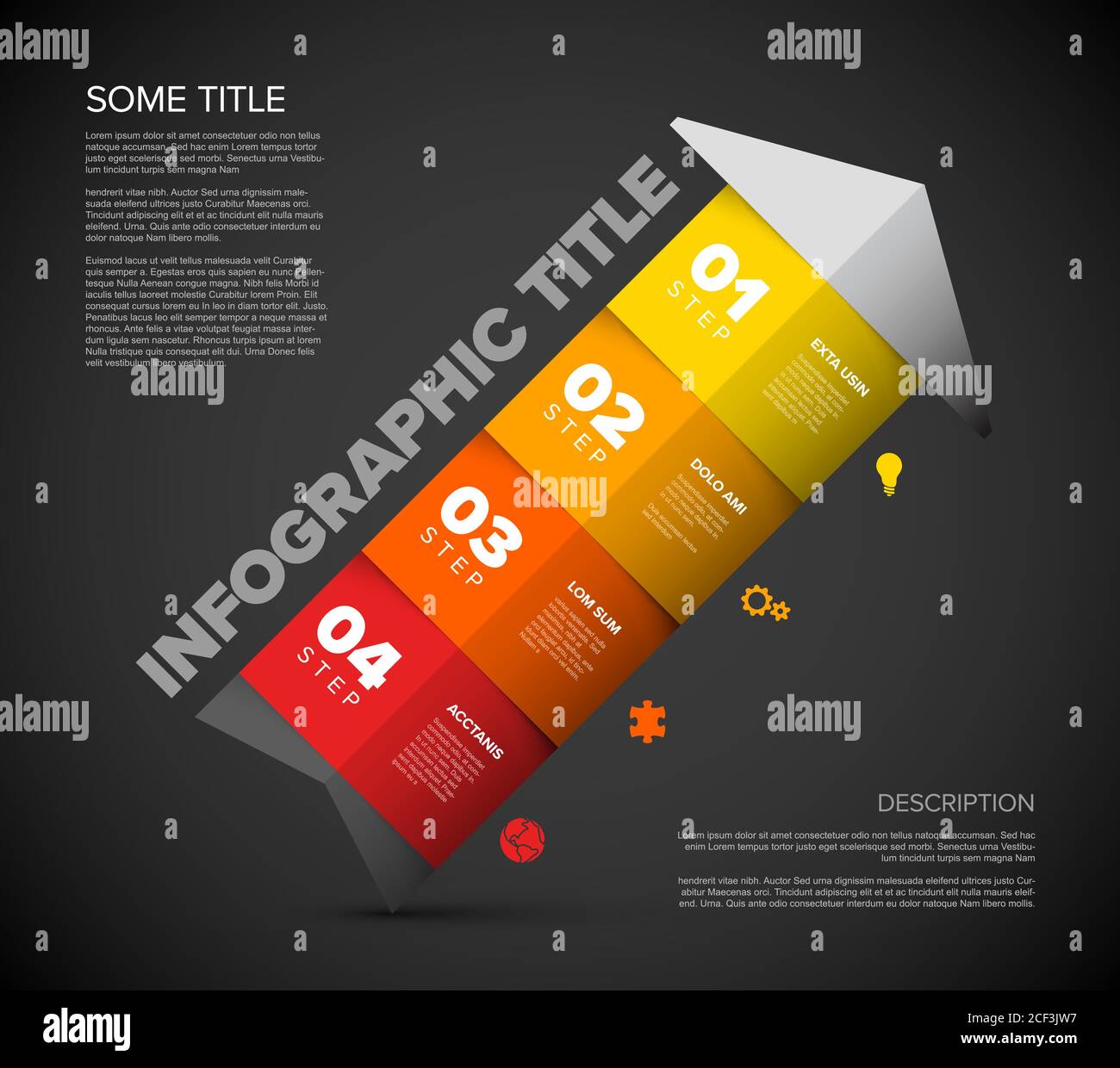 Ein zwei drei vier - Vektor bunten Pfeil Fortschritt Schritte Vorlage ...