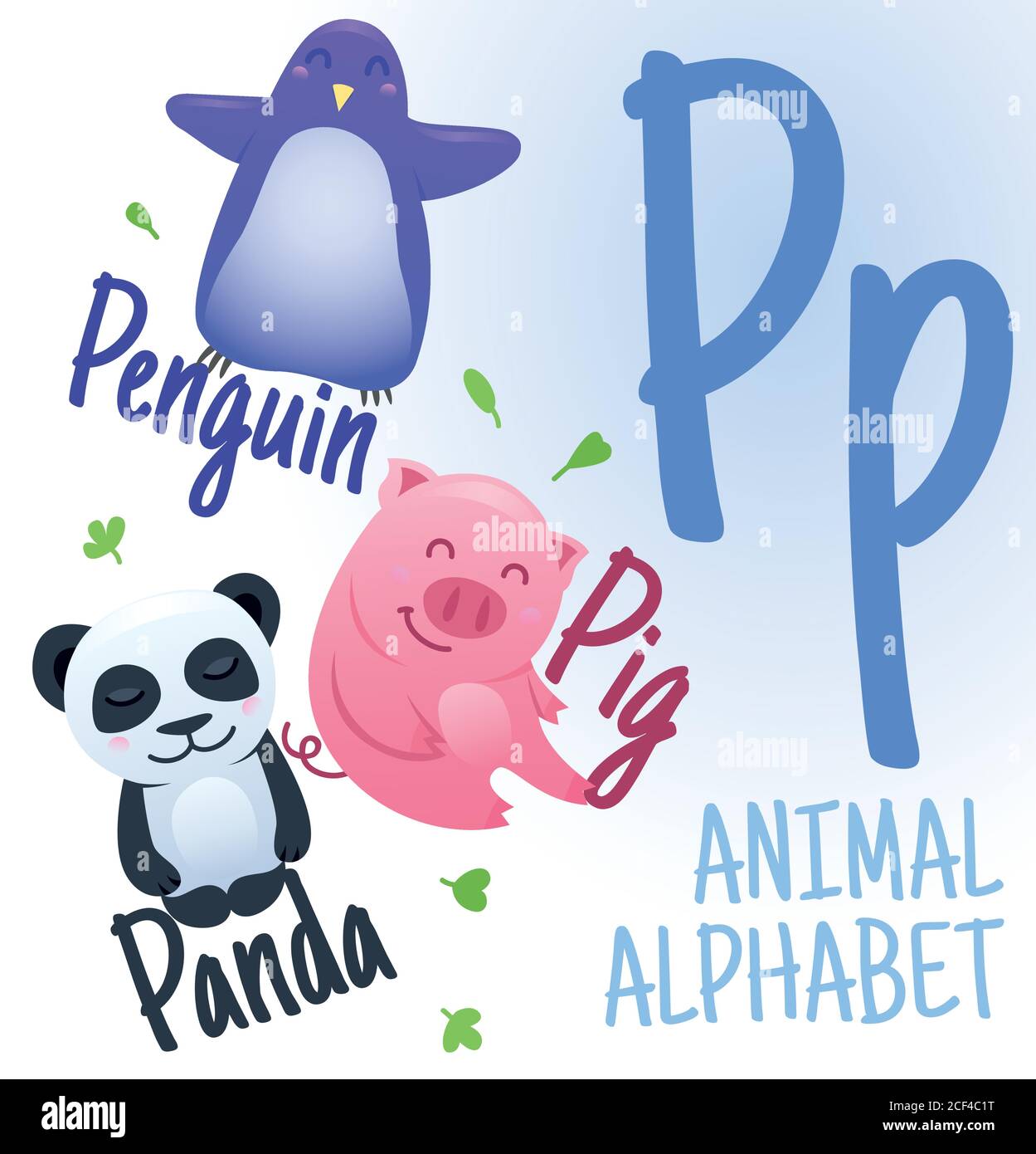 Tier Alphabet in Vektor. P-Buchstabe. Sehr nette Cartoon Tiere Pinguin ...
