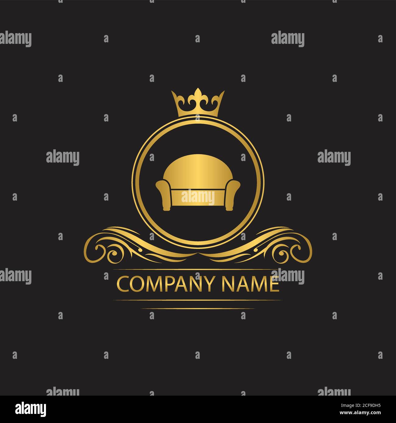 Möbel Logo Vorlage Luxus Royal Vektor Firma dekorative Emblem mit Krone ...