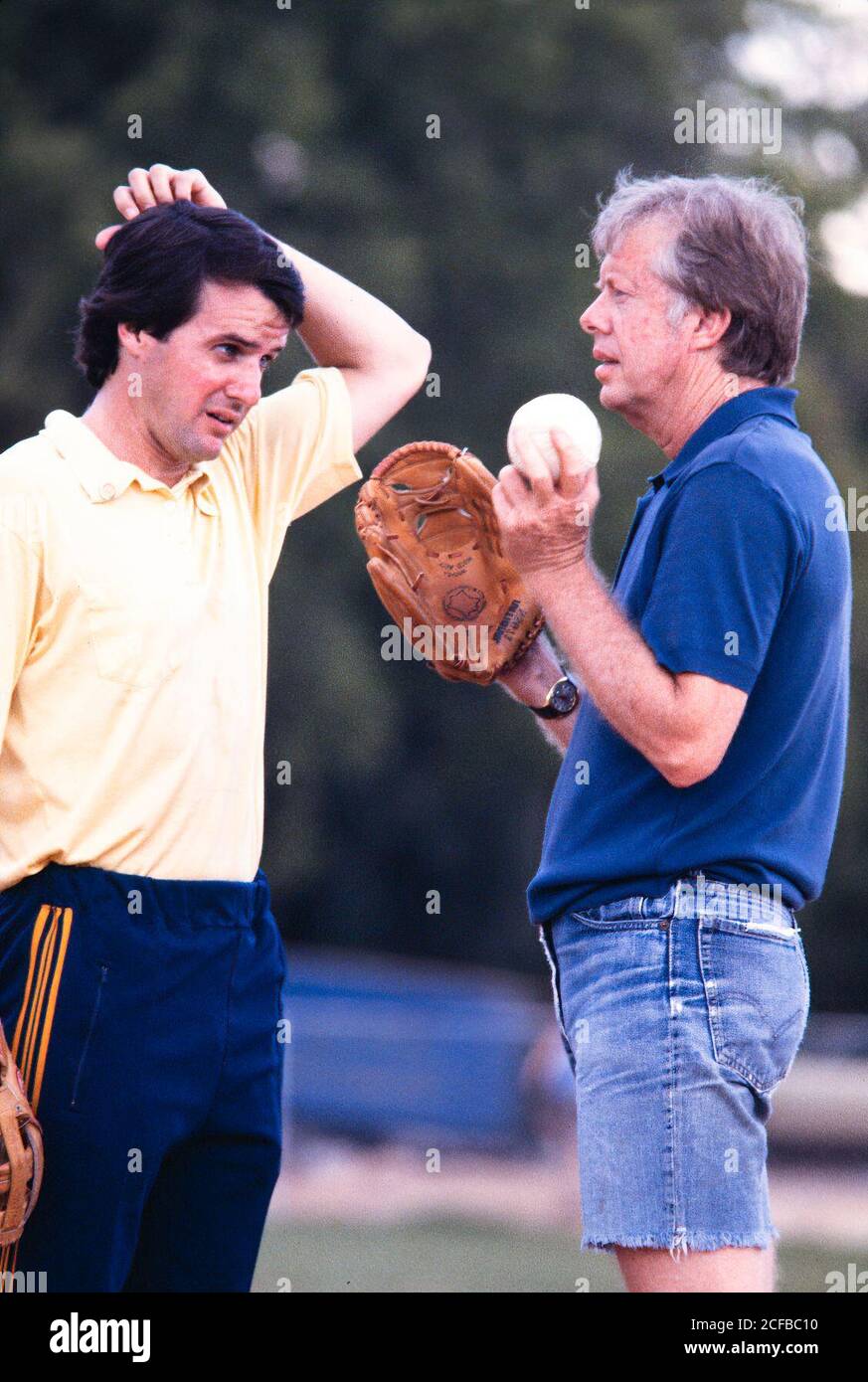 Präsident Jimmy Carter, Vizepräsident Walter Mondale und Teams spielen ...