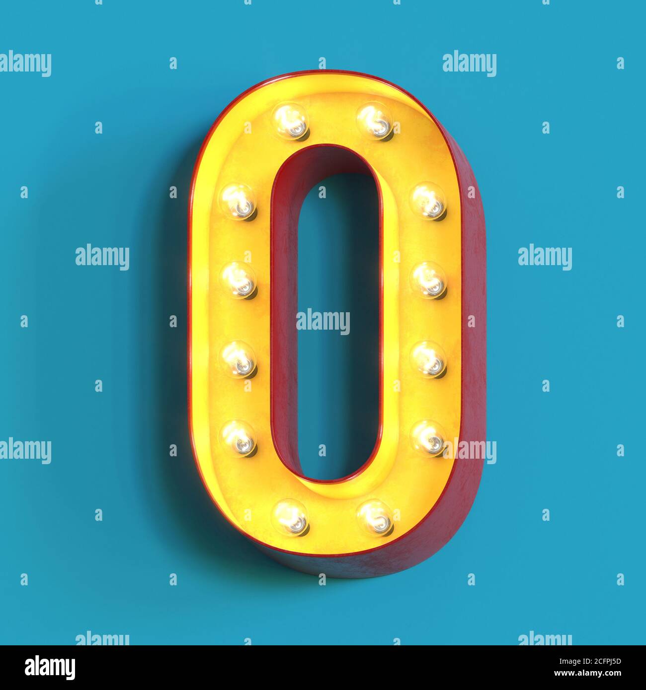 Glühbirne glühende Schrift, 3d Alphabet Charakter, 3d Rendering, Buchstabe O Stockfotografie - Alamy