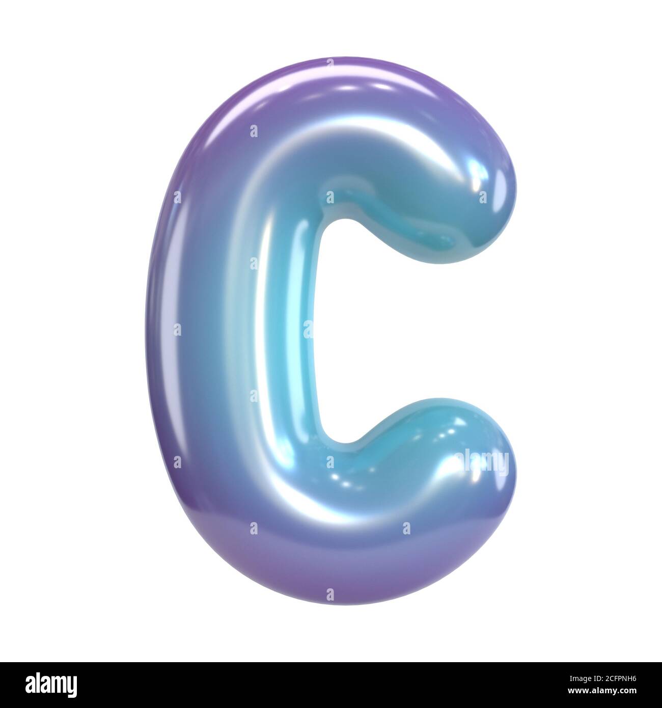 Runde violette und blaue Schrift, Ballon wie Buchstaben und Zahlen, 3d Rendering Buchstabe C ...