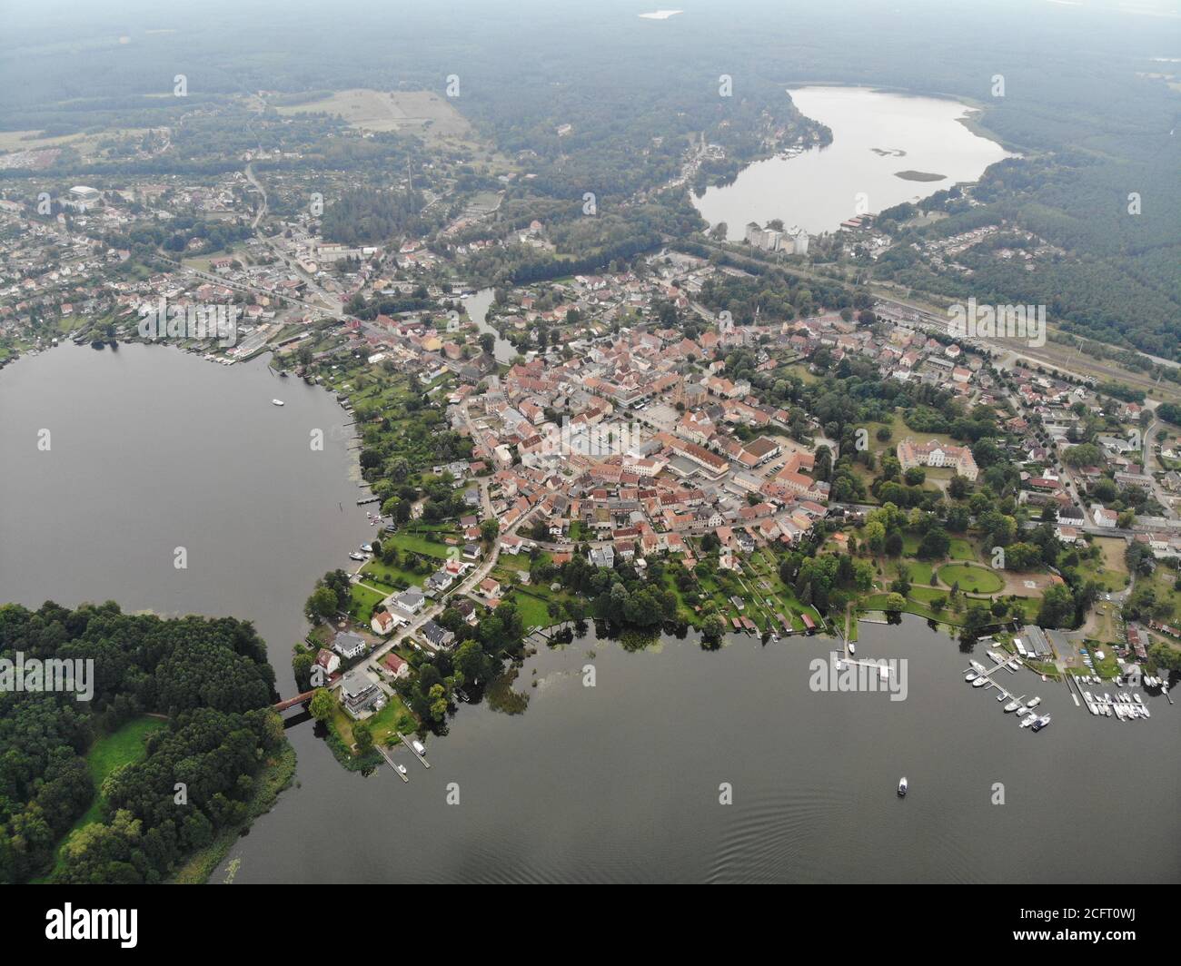 Luftaufnahme der Stadt Fürstenberg an der Havel Stockfotografie - Alamy