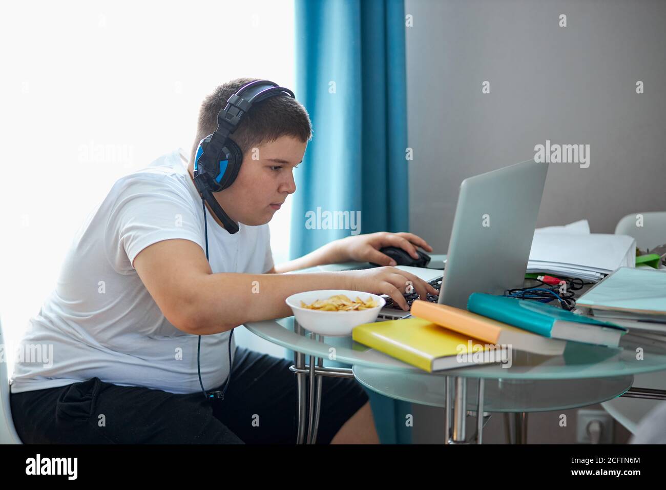 Fat Kid On Computer : Fat Kid Computer High Resolution Stock ...