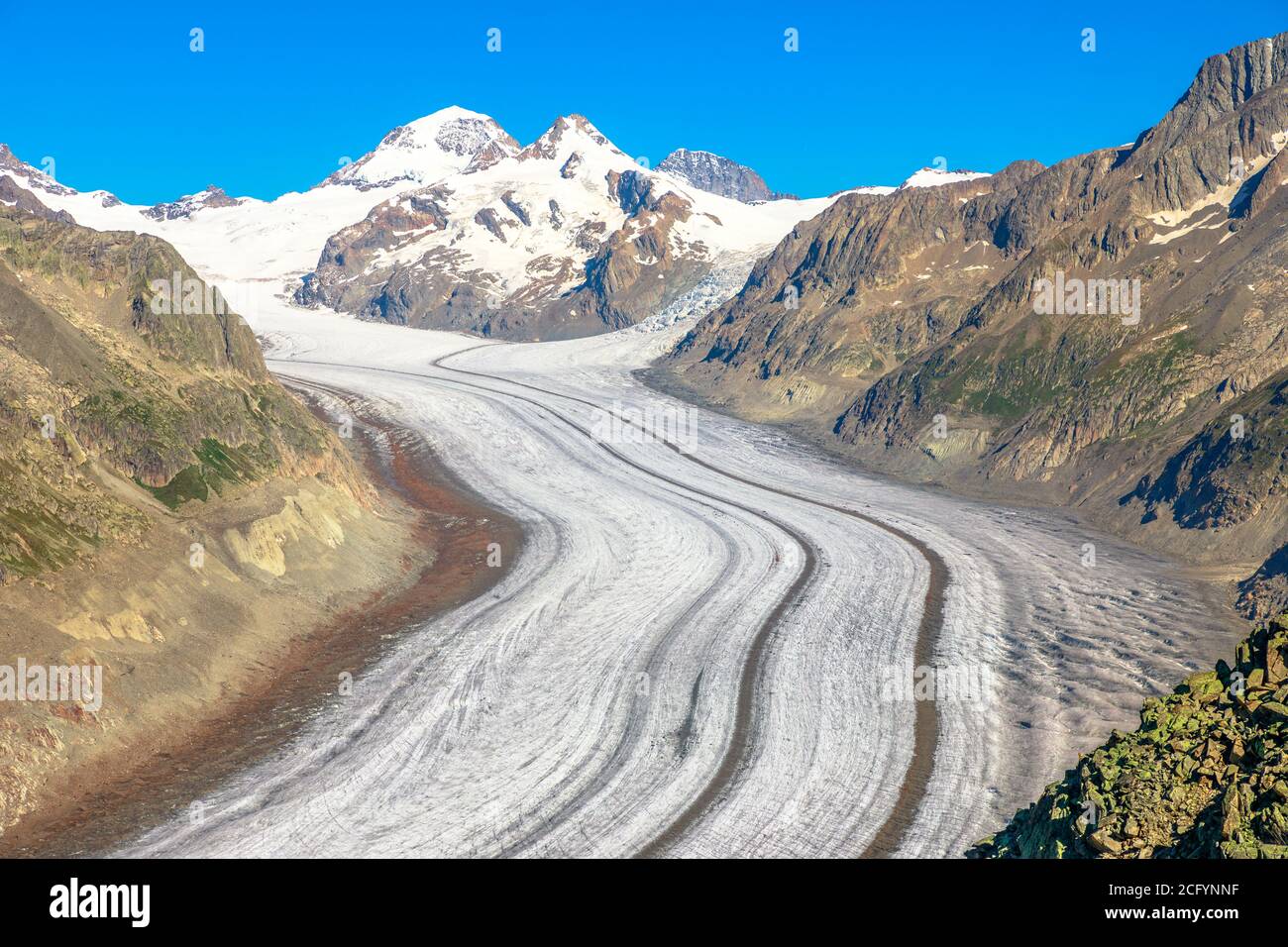 Großer Aletschgletscher, der größte Gletscher der Alpen und UNESCO ...