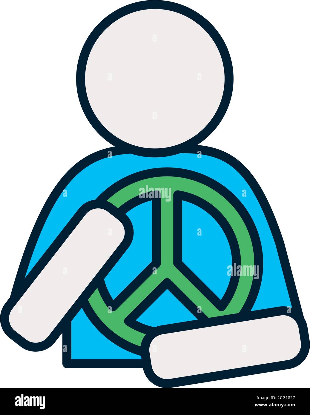 Piktogramm Mann umarmt einen Frieden Symbol Symbol auf weißem ...