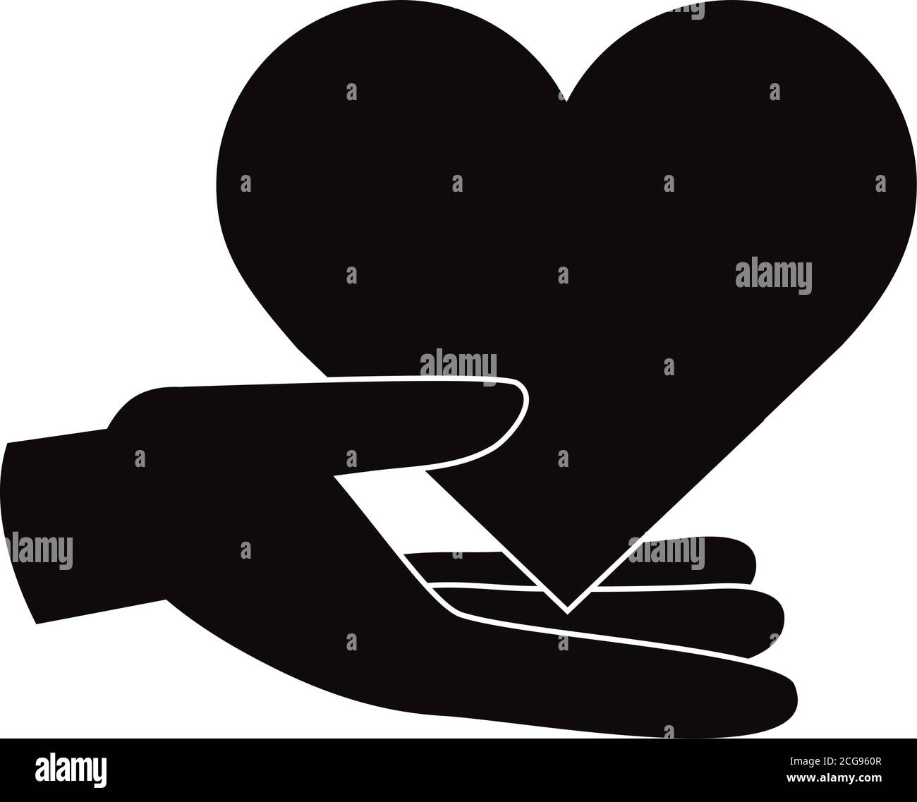 Zusammen, Hand mit Herz Liebe freundlich romantische Piktogramm ...