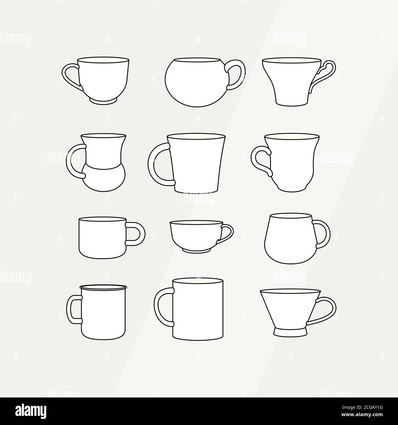 Teetasse einfache Form Vektor Illustration Set. Vektor Linie ...