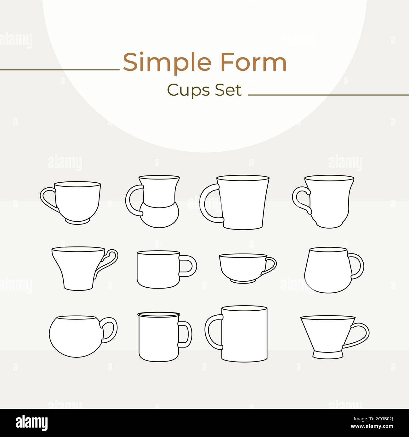 Teetasse einfache Form Vektor Illustration Set. Vektor Linie ...