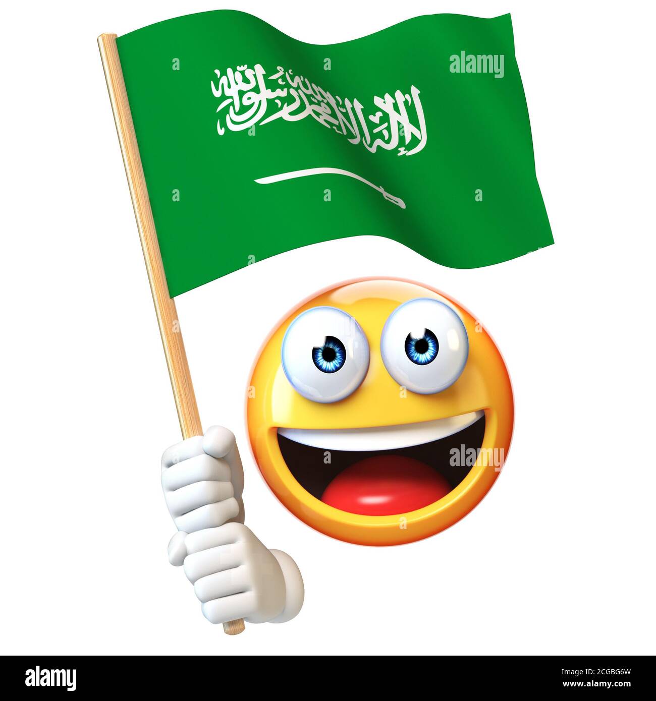 Emoji mit Saudi-Arabien-Flagge, Emoticon winkt Nationalflagge 3d ...