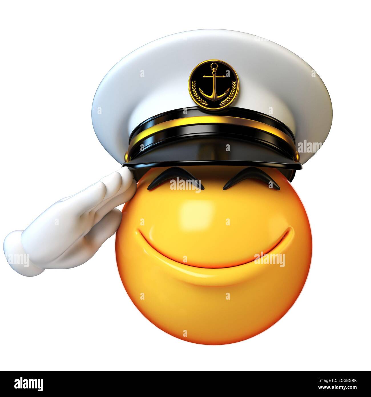 Marines Hat Emoji Isoliert Auf Weißem Hintergrund Admiral Emoticon Trägt Marine Kappe 3d
