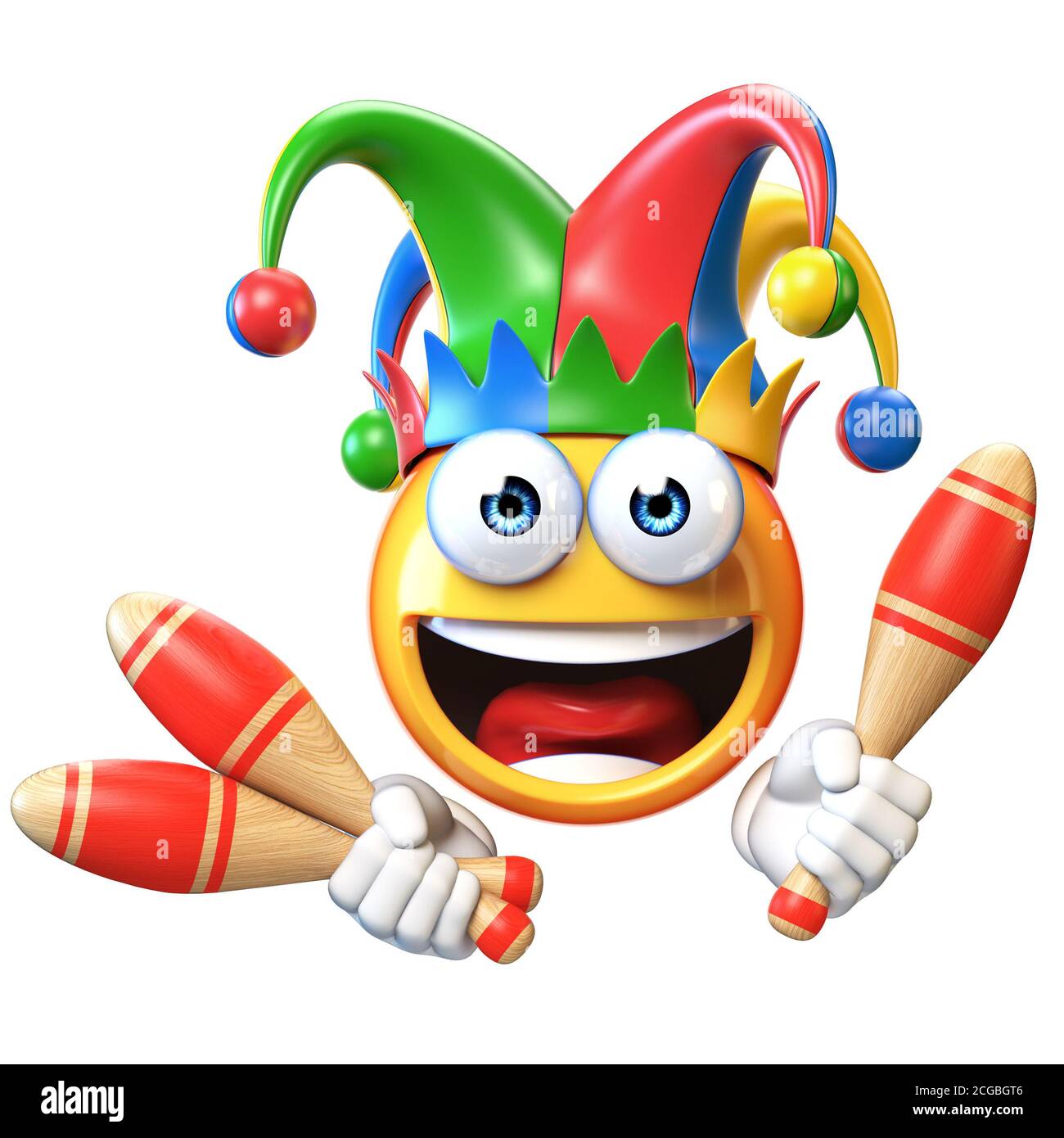 Jester Emoji isoliert auf weißem Hintergrund, Joker Emoticon 3d ...