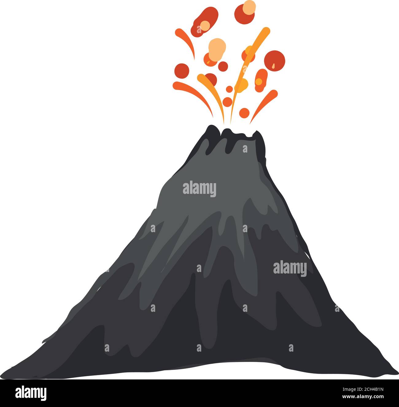 Symbol des Vulkans mit Landschaftsausbruch. Cartoon der Landschaft ...