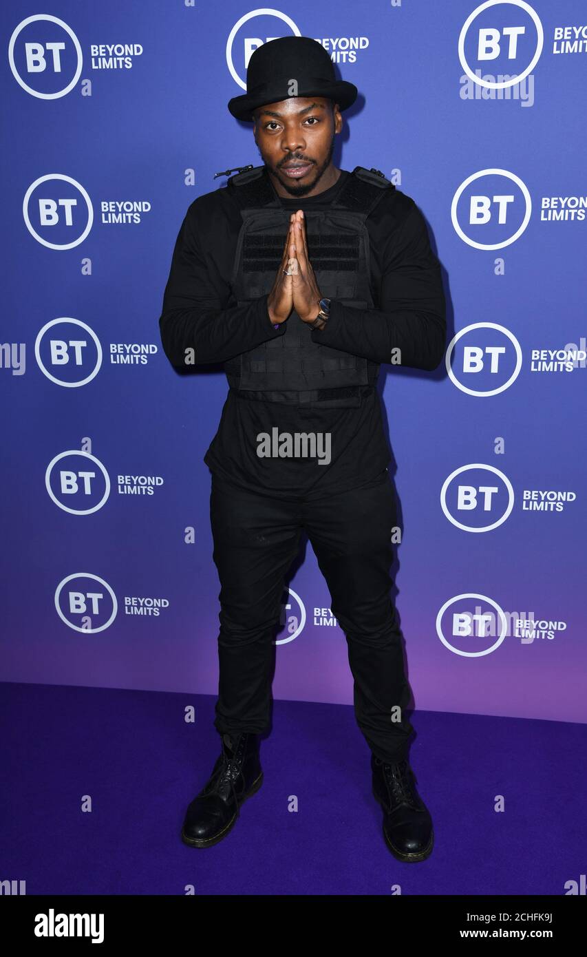 Clement Marfo kommt in der Wembley Arena in London an, um die neue Kampagne von BT Beyond Limits ...