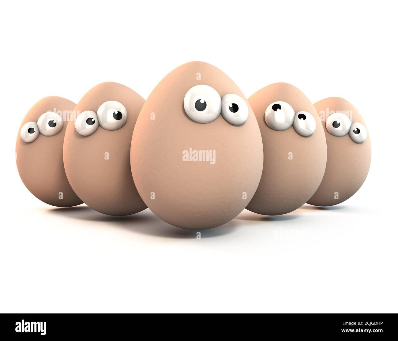 Lustige Eier als Cartoon 3d-Charaktere isoliert über weiß ...